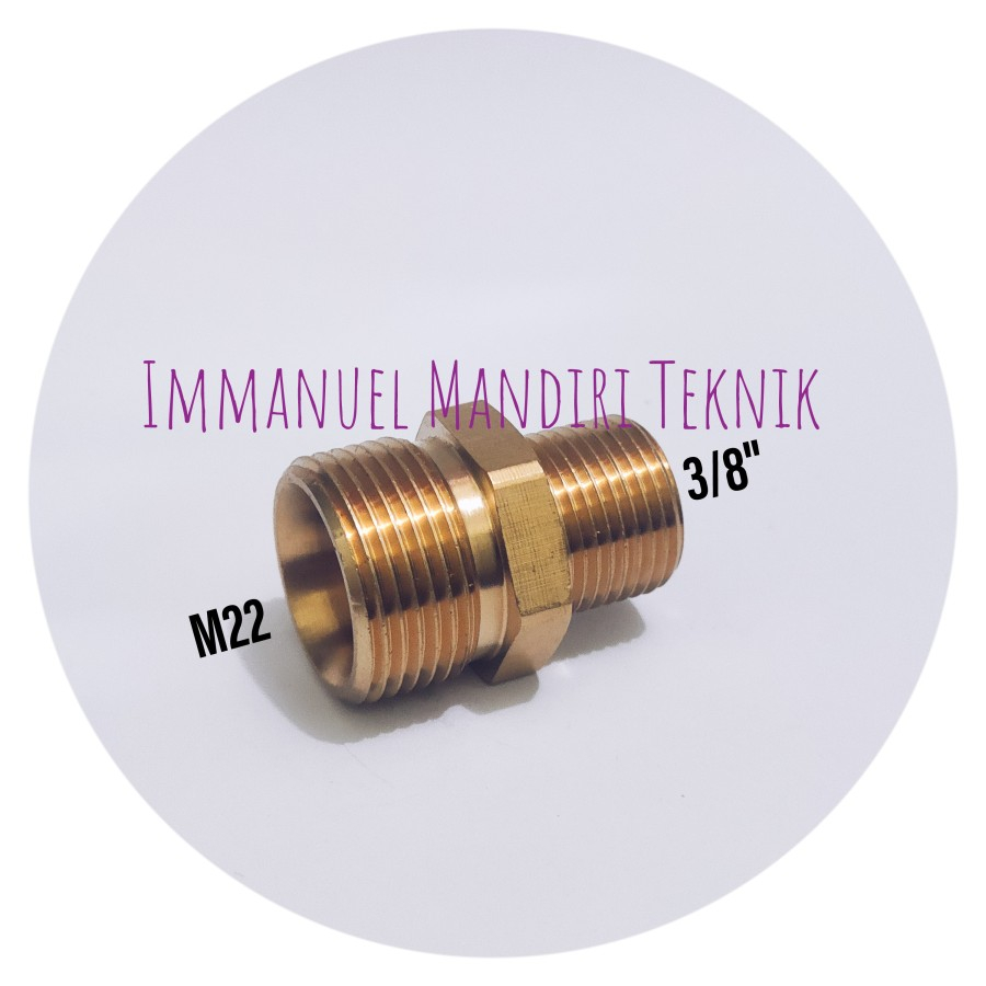 Jual Sambungan selang jet cleaner M22 x 3/8 / Nepel jet cleaner M22 x 3/8 | Shopee Indonesia
