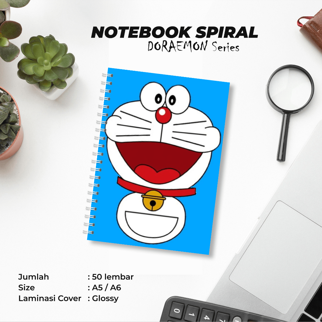 Jual DORAEMON - NOTEBOOK SPIRAL A5 ISI 50 LEMBAR COVER GLOSSY PUTIH ...