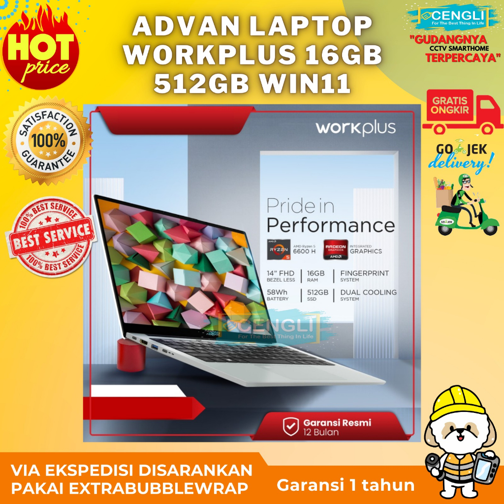Jual ADVAN Laptop Workplus AMD RYZEN 5 6600H 14'' FHD 16GB 512GB SSD ...
