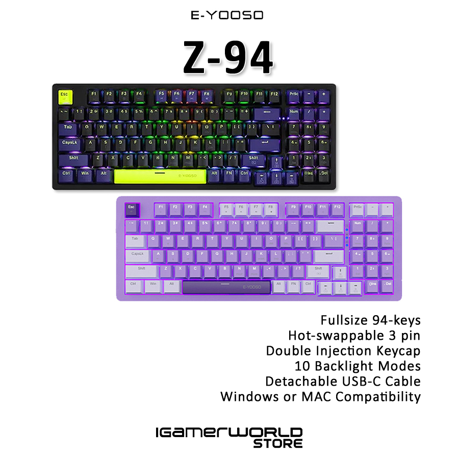 Jual E-YOOSO Z-94 / Z94 Monochrome Fullsize 98% Mechanical Gaming Keyboard | Shopee Indonesia