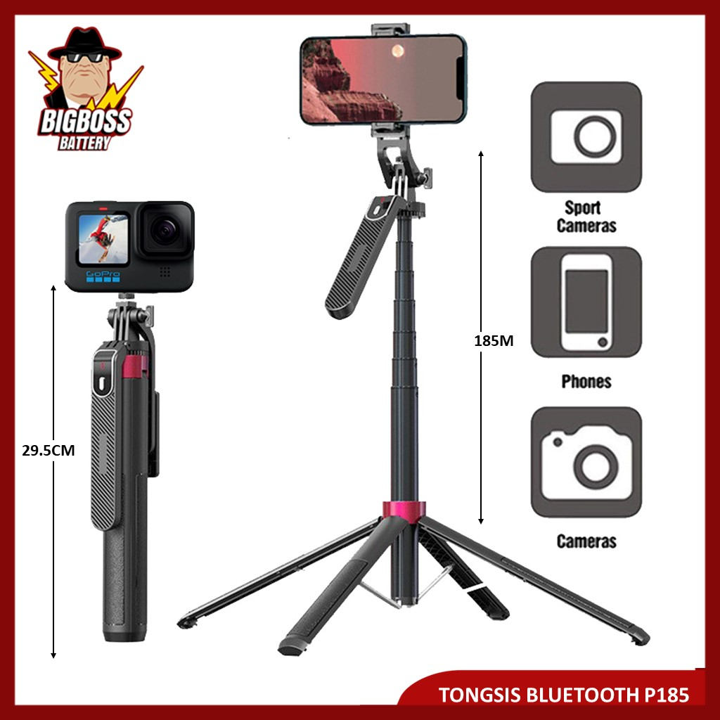 Jual Tongsis Tripod Remote Bluetooth P185 Selfie Stick HP Kamera DSLR ...