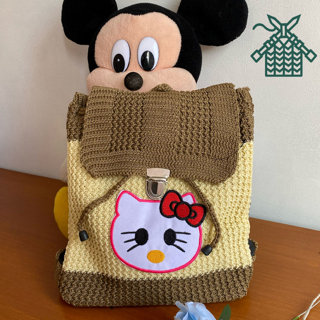 Jual Tas gendong anak perempuan rajut hello kitty / tas gendong rajut ...