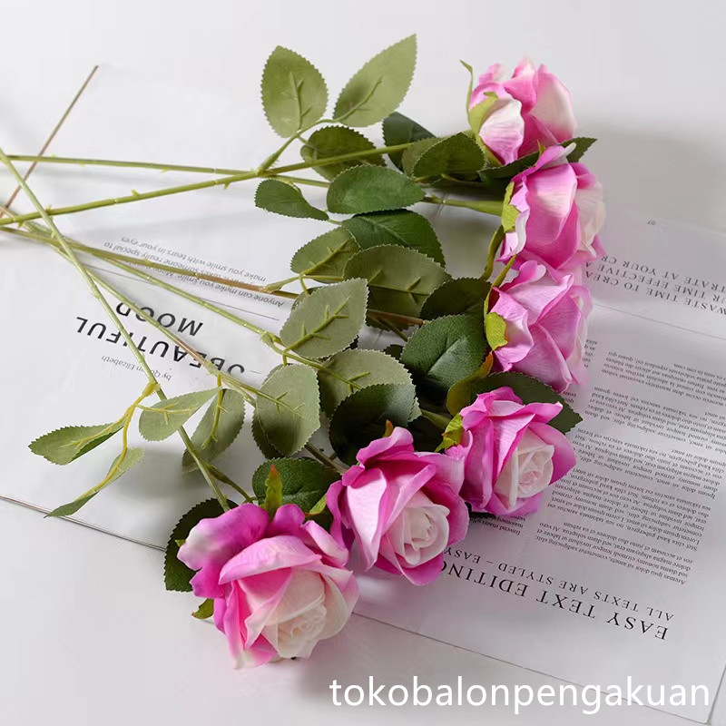 Jual Artificial Bunga Mawar 1 tangkai Bunga Palsu Plastik Buatan ...