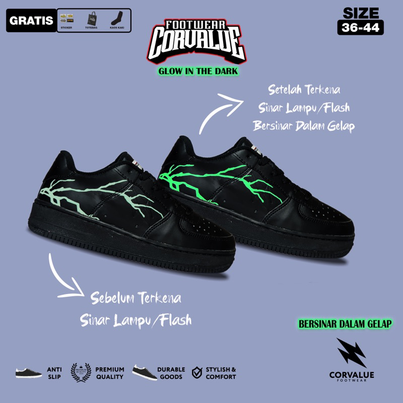 Jual Glow in the dark sepatu corvalue footwear - sepatu sneaker casual ...
