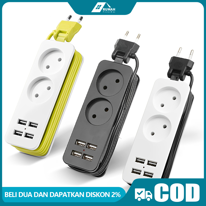 Jual Top Kontak Traveling 2 Lubang Saklar + 4 Port USB/Kepala soket ...