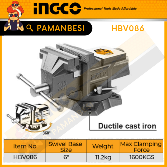 Jual Bench Vice (6") INGCO HBV086 Catok Paron Ragum Tanggem Meja Putar ...