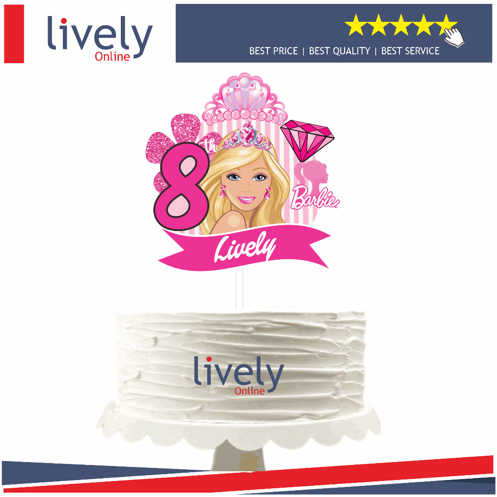 Jual Custom Nama 3D Cake Topper Barbie Hiasan Kue Ulang Tahun | Shopee ...