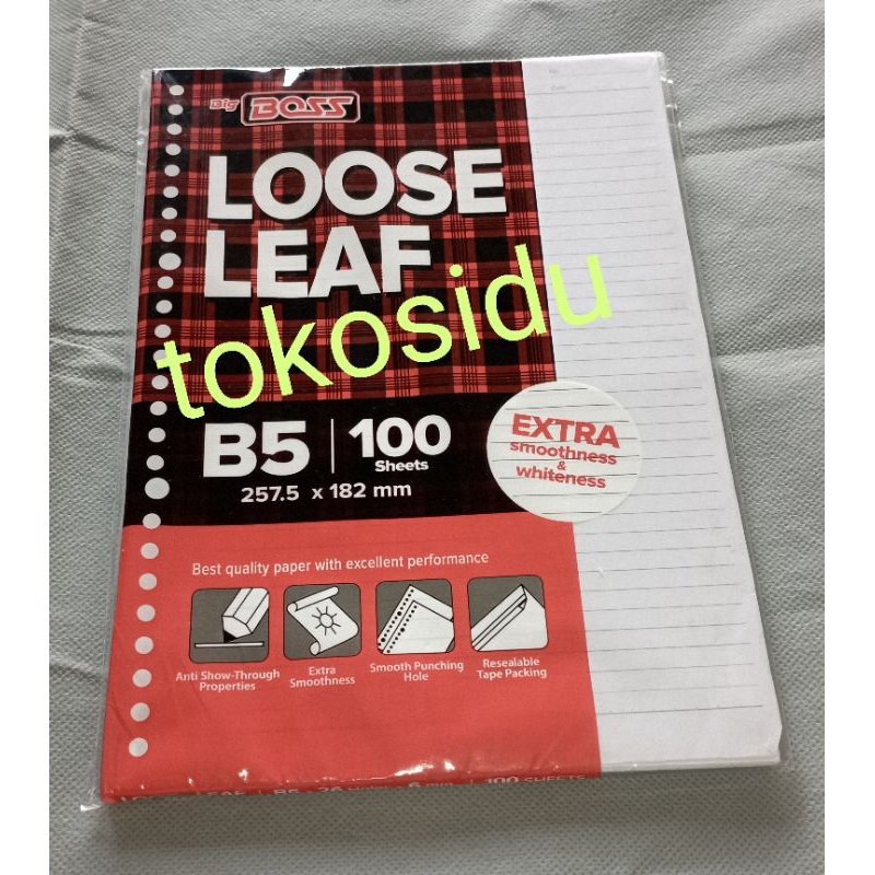 Jual Loose Leaf Isi Kertas File Ukuran B5 BOSS 100 Lembar | Shopee Indonesia
