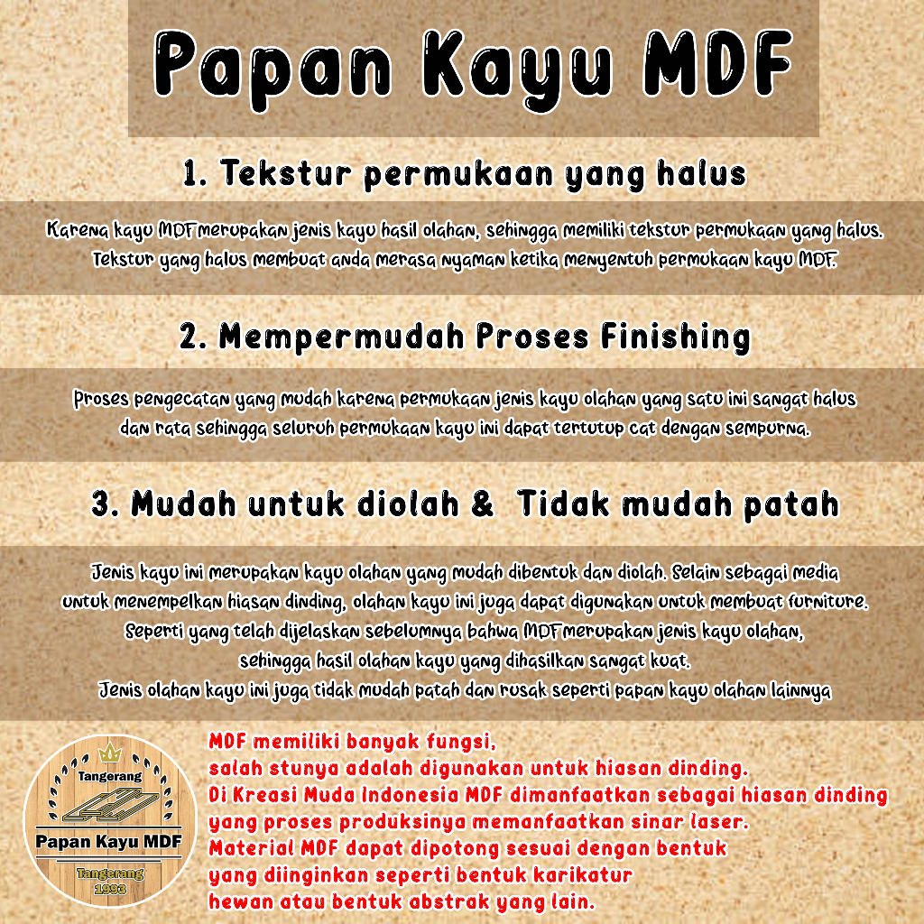 Jual Kayu Papan MDF Ketebalan 6MM Ukuran CUSTOM Per CM ( MDF WARNA ...