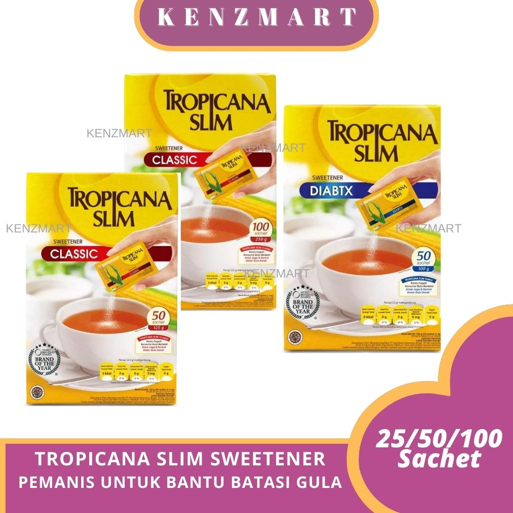 Jual Tropicana Slim Sweetener Classic & Diabetic 25's, 50's ,100's ...