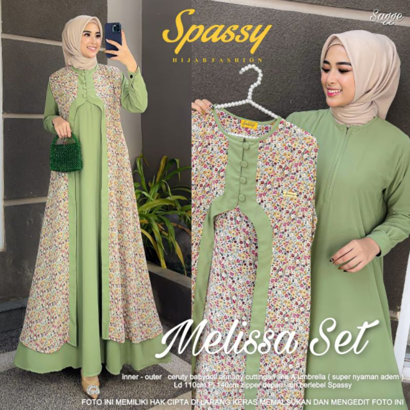 Jual Melissa Set 2 in1 Dress Set | Inner Dress dan Outer Ceruty ...