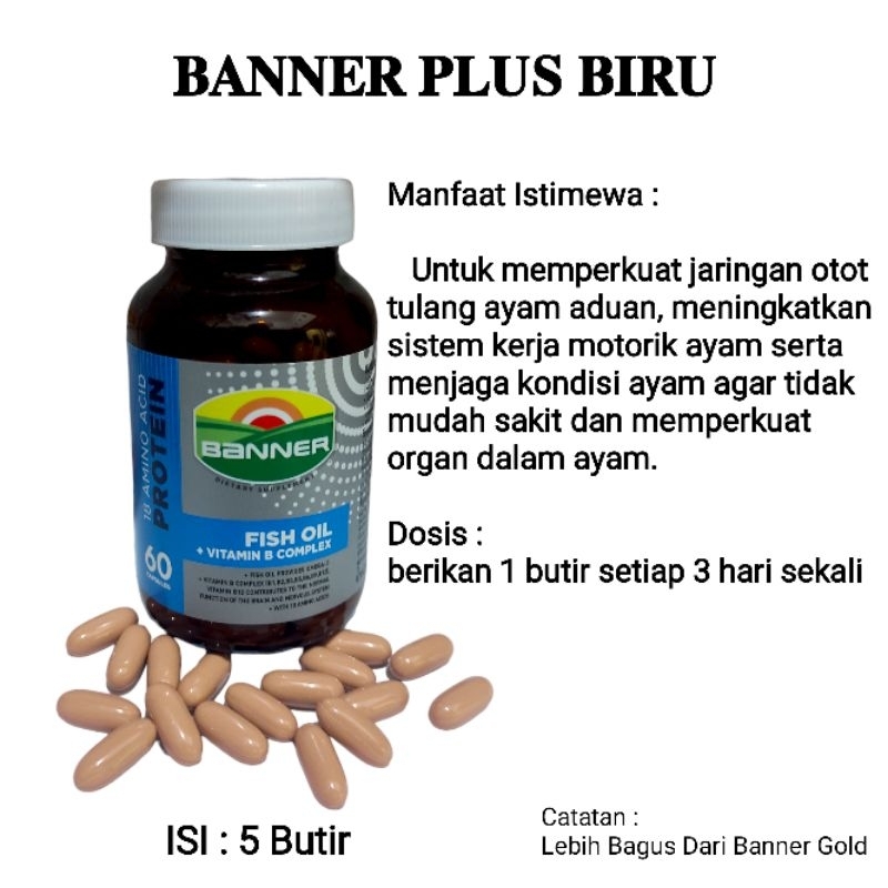 Jual Banner Plus Biru 5 Kapsul Doping Sekaligus Rawatan Harian Ayam ...