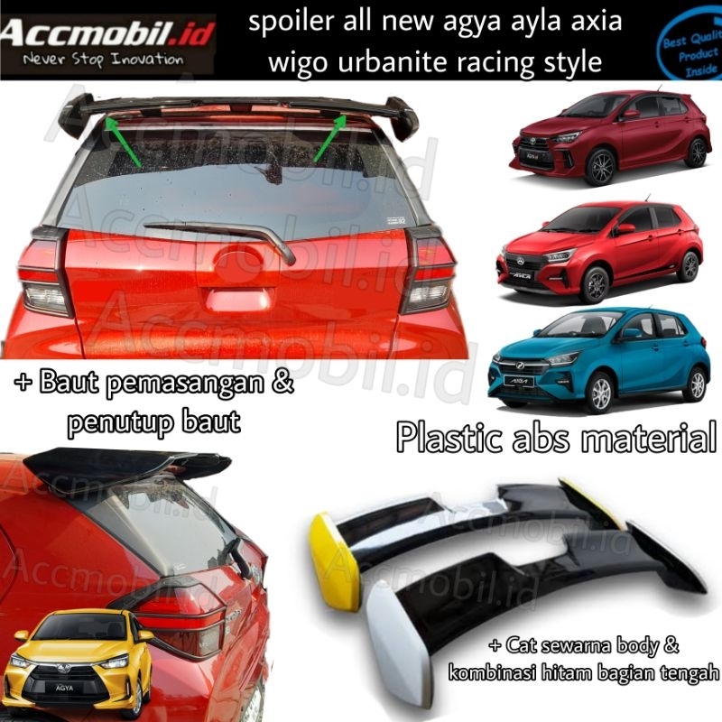 Jual spoiler all new agya ayla 2023 on model urbanite racing style spoiler axia wigo | Shopee ...