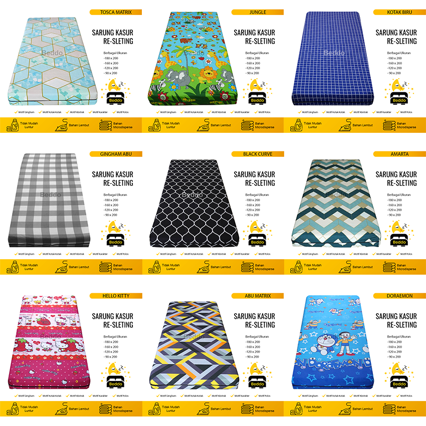 Jual Sarung Kasur Busa Resleting 90x200x15 120x200x15 Motif Aesthetic ...