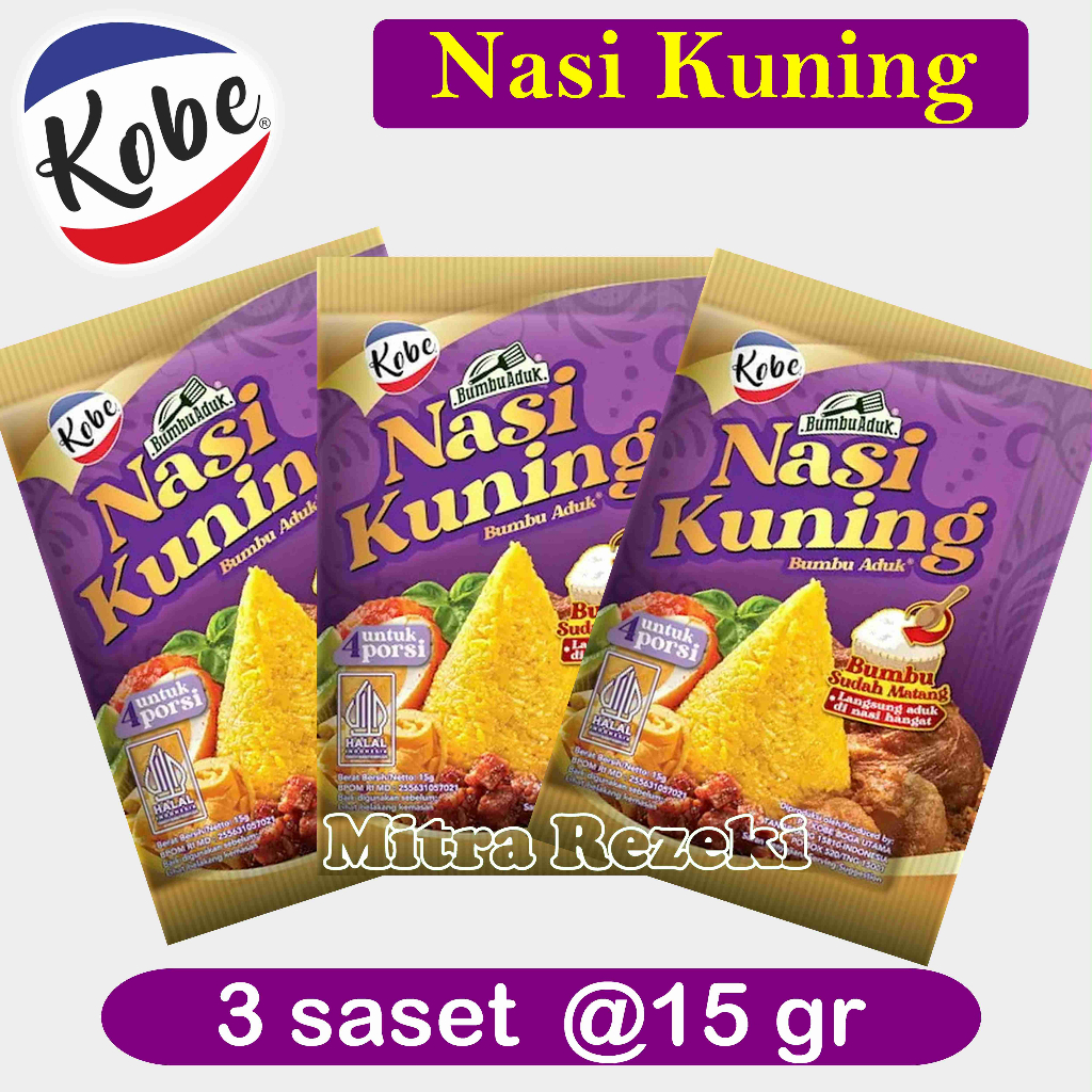 Jual KOBE NASI KUNING BUMBU ADUK SACHET 3x 15gr BUMBU MASAK INSTAN ...