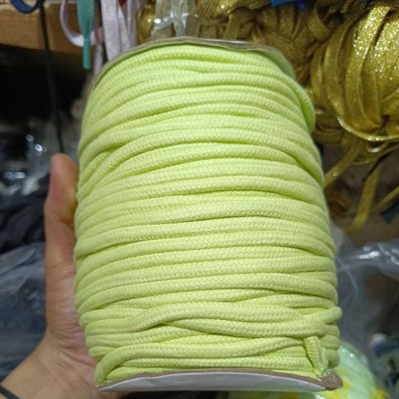 Jual tali kur katun dan poly kepang 6 mm macam warna / tali bulat isi 6 ...