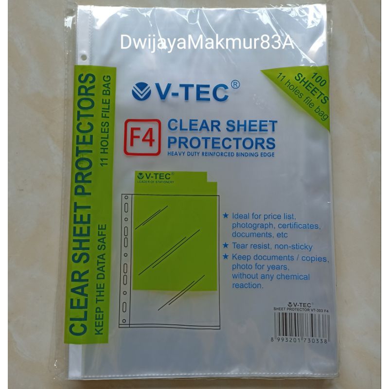 Jual Clear Sheet Protector A4 / F4 Plastik File Folder (100 Lembar ...