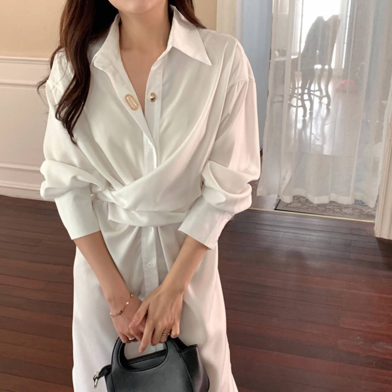 Jual Titus Dress Simple Basic Korean Chic Minimalis Polos Casual Formal ...
