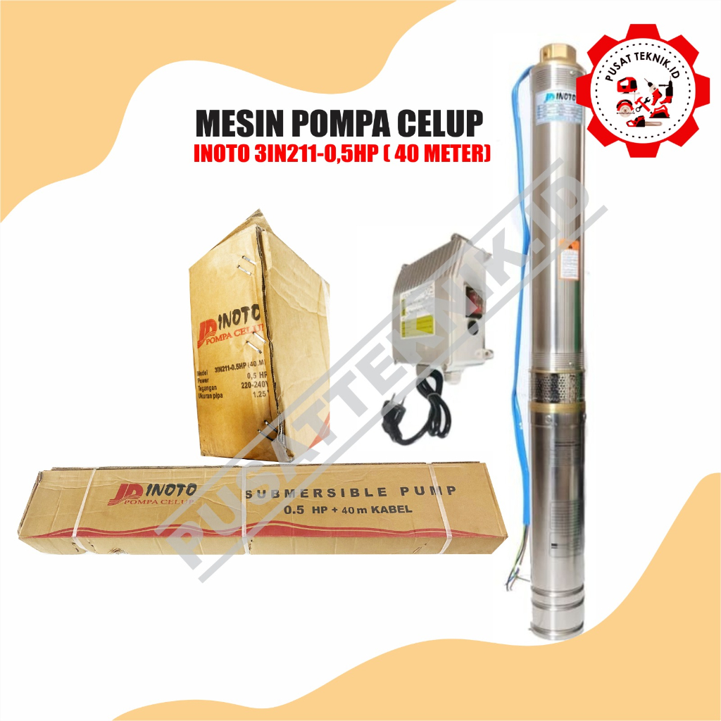 Jual SUBMERSIBLE INOTO 3IN 211 + KABEL 40M POMPA CELUP SATELIT 1/2HP ...