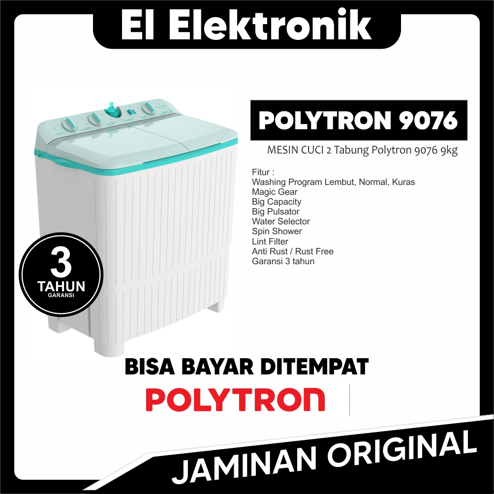 Jual MESIN CUCI 2 Tabung Polytron 9076 9kg | Shopee Indonesia