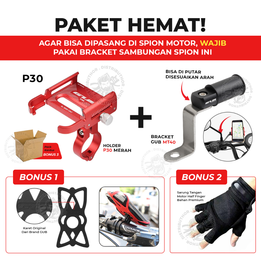 Jual Holder Hp Motor Besi Stang GUB P30 Phone Stand Penyangga Pegangan ...