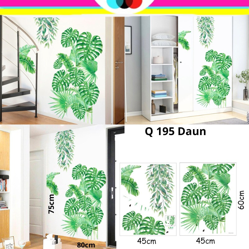 Jual WALLSTICKER WALL STICKER STIKER HIASAN DINDING POHON Q 195 DAUN MONSTERA HIJAU WALLPAPER ...