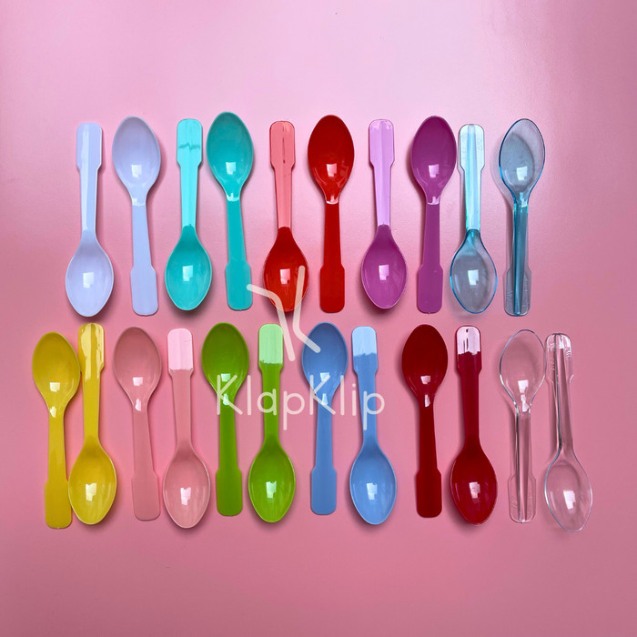Jual 100pcs Sendok Ice Cream Warna Plastik / Sendok Jelly / Sendok ...
