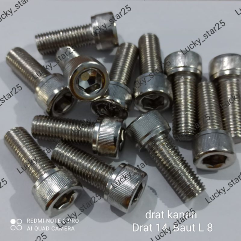 Jual (Harga 1 Pcs) Baut L8 Baut 14(10mm x 2,5cm) Drat Kanan | Shopee ...