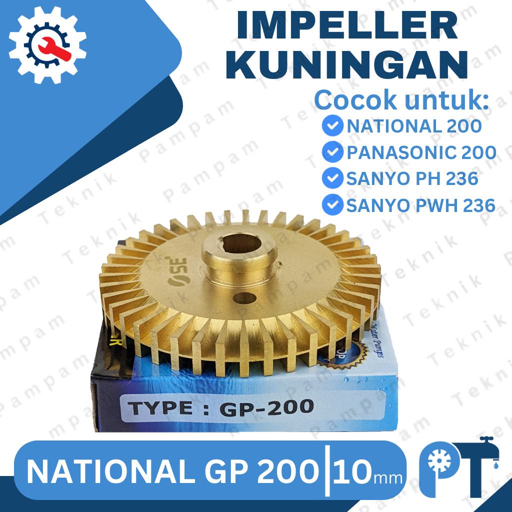 Jual Kipas Impeller Kuningan NATIONAL 200 / GP 200 Sparepart Pompa Air ...