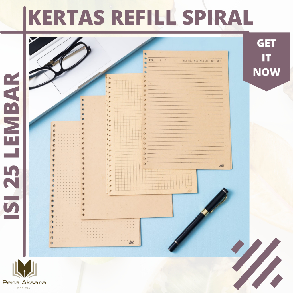 Jual Kertas Isi Ulang Buku Spiral Ukuran A4 A5 A6 B5 Jenis Kertas HVS Book Paper Brown Paper ...