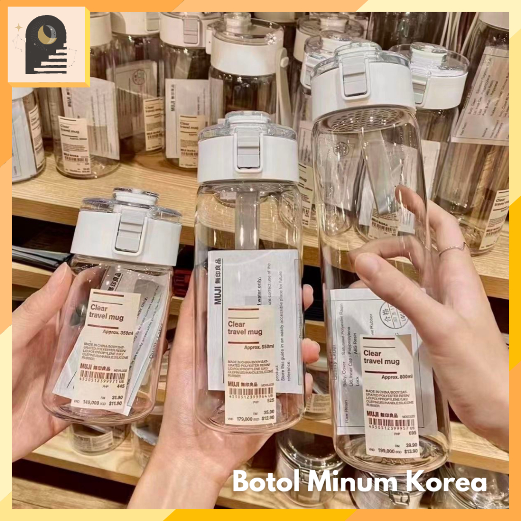 Jual Either.id - Botol Minum Putih Transparan Bening Estetik Botol Air ...