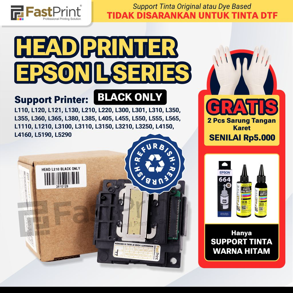 Jual Head Print Epson Printer L110 L120 l210 L220 L300 L350 Black Only ...