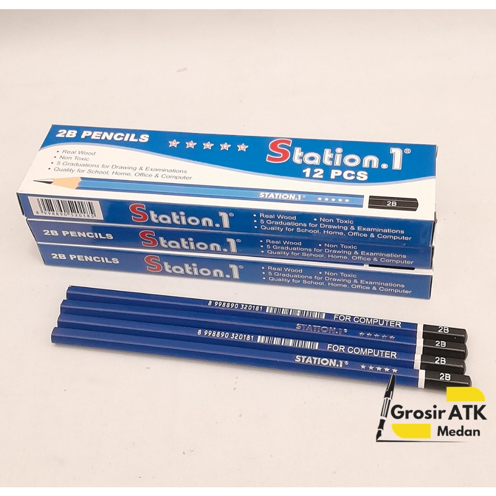 Jual Pensil 2B Station 1 Biru/Pensil 2B/Pencil Komputer/Pencils ...