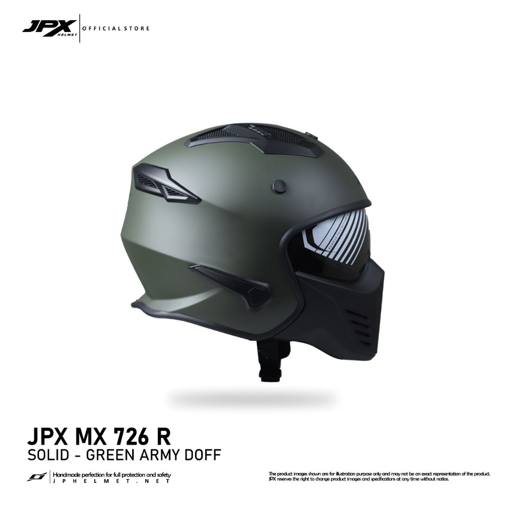 Jual Helm JPX Full Face MX-726R NEW Solid - Green Army Doff | Shopee ...