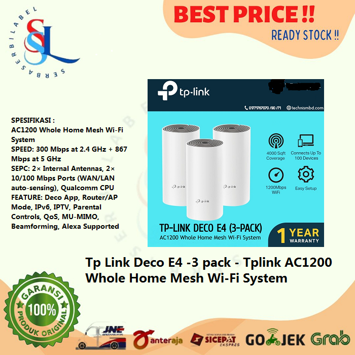 Jual Tp Link Deco E4 -3 pack - Tplink AC1200 Whole Home Mesh Wi-Fi ...