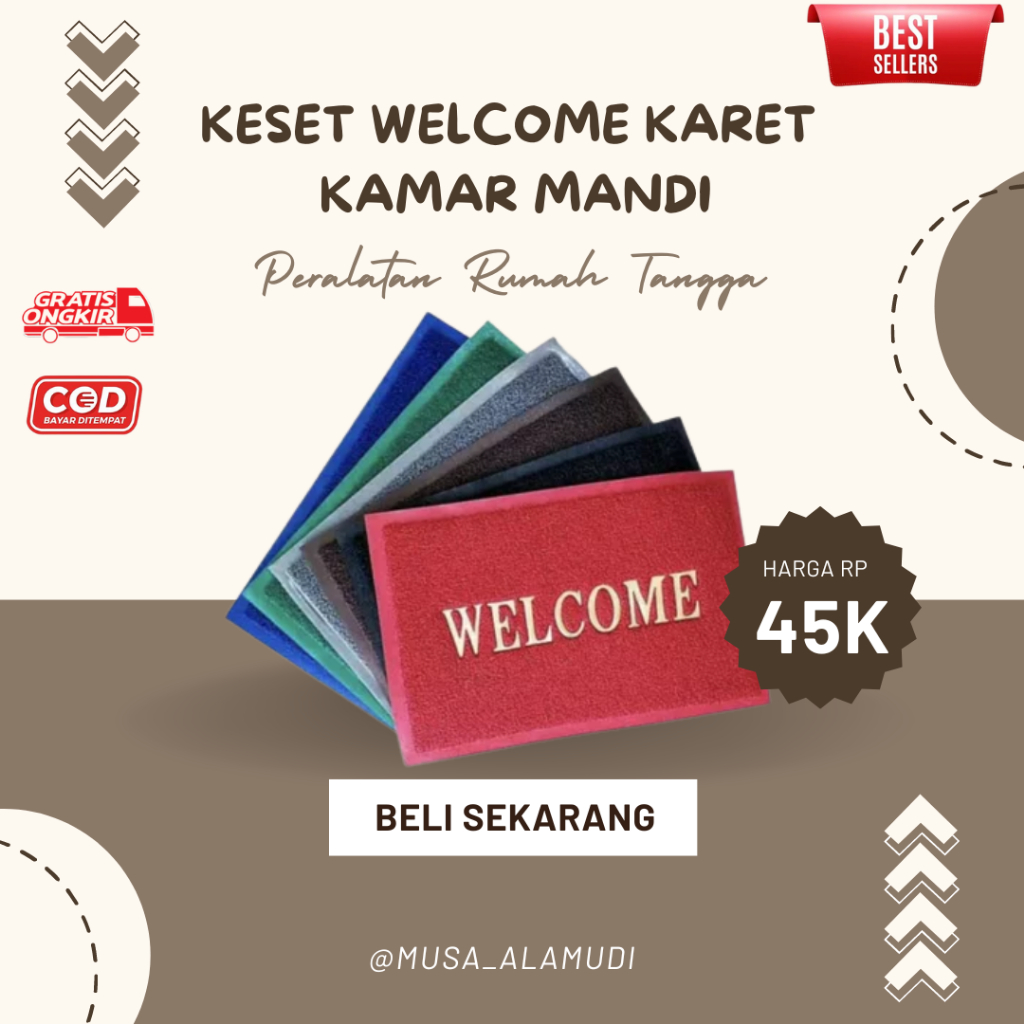 Jual Keset Welcome Karet Kamar Mandi UK 40×60cm | Shopee Indonesia