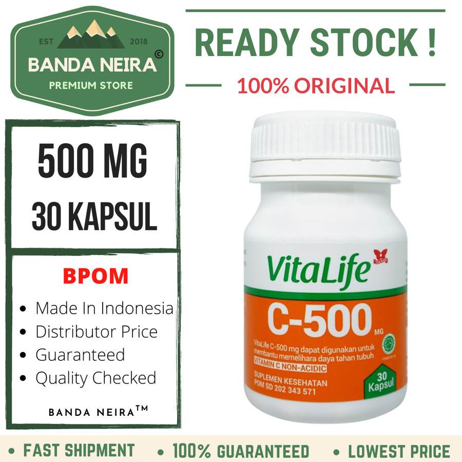 Jual VITALIFE VITA LIFE Vitamin C 500 Mg / Memelihara Daya Tahan Tubuh 30 Kapsul | Shopee Indonesia