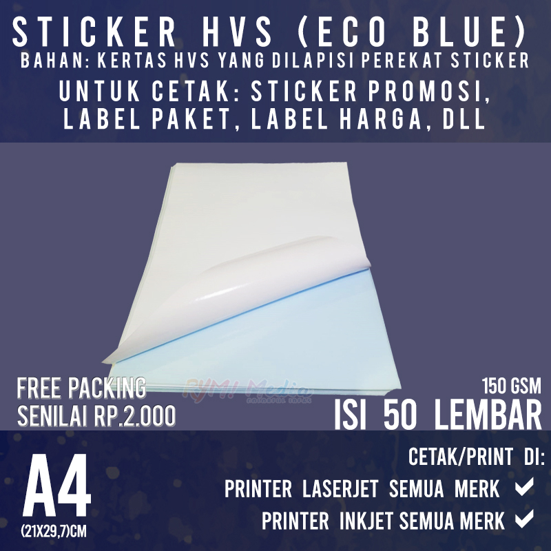 Jual ECOBLUE 50 lbr Stiker HVS A4 150 gsm / Kertas Sticker Inkjet Doff ...