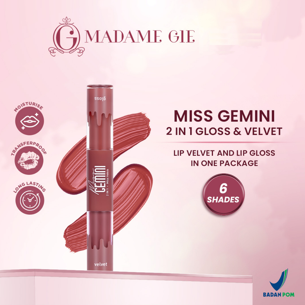 Jual MADAME GIE Miss Gemini 2 in 1 Gloss n Velvet - Lip Cream Lip Gloss ...