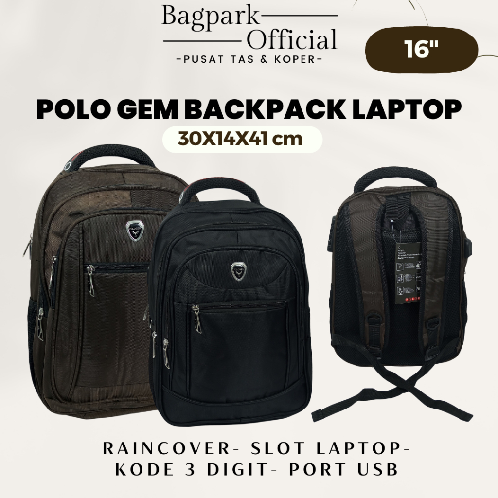 Jual Tas Ransel Polo Gem 16 Inch Tas Backpack Laptop Tas Ransel Kerja ...