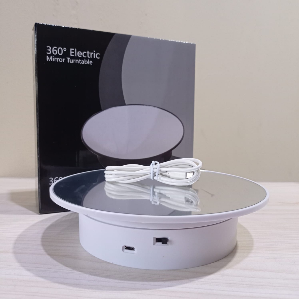 Jual DISPLAY STAND MIRROR 360°Elektrik Turntable Putih 20 CM | Shopee ...