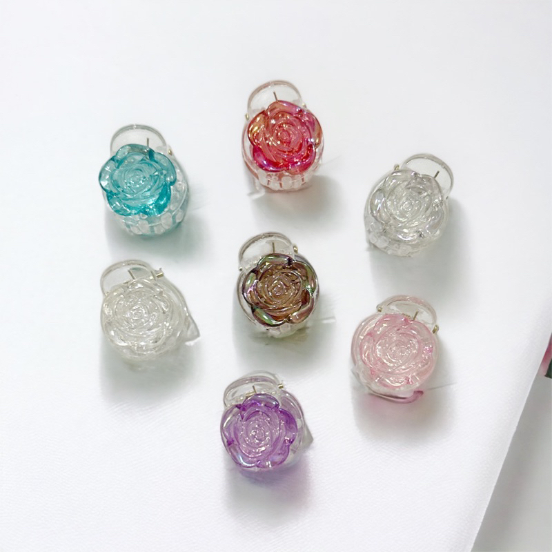 Jual Jedai Mini 2.5 cm Acrilic Rose Holo Transparan Jepitan Bunga Mawar ...