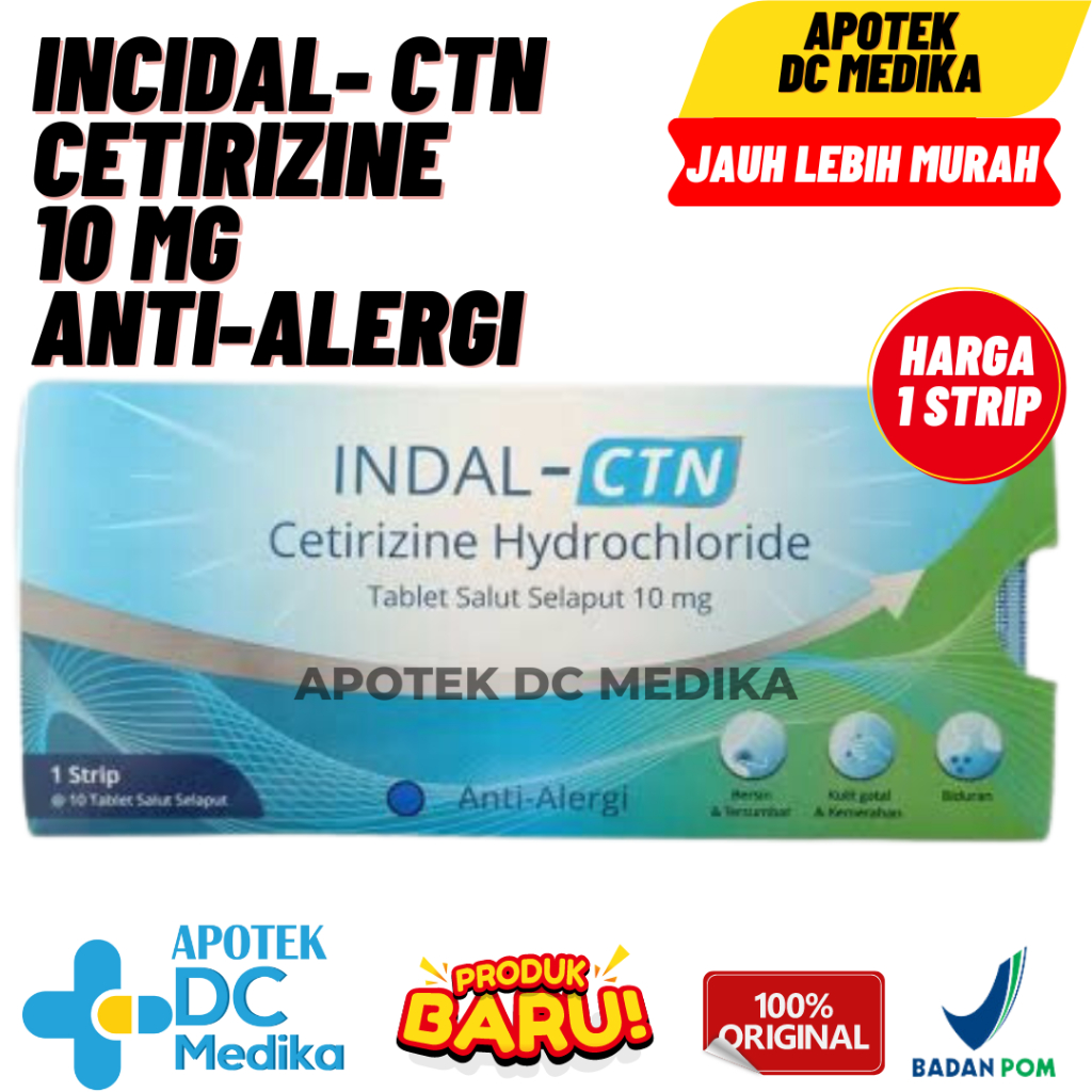 Jual INDAL - CTN / CETIRIZINE / 10 MG / 10 TABLET / GATAL / ALERGI ...