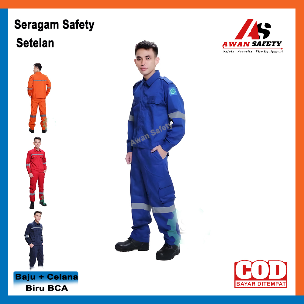 Jual Baju Safety Proyek Biru BCA / Seragam Coverall Werpak Kerja Proyek ...