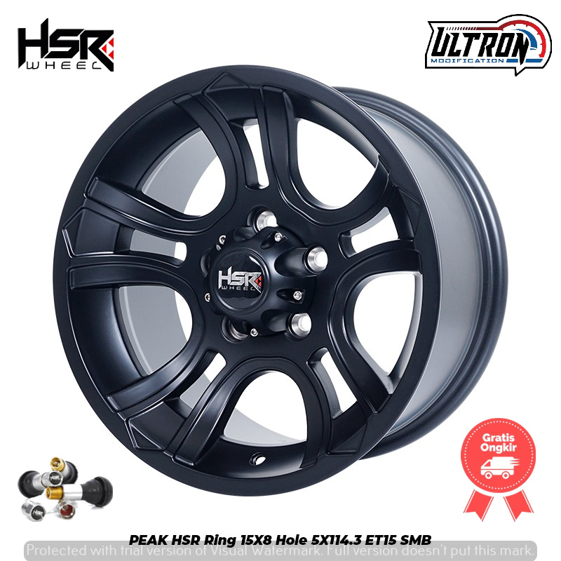 Jual VELG HSR R15 PEAK PCD 5X114,3 ET 15 MATE BLACK COCOK UNTUK L300 ...