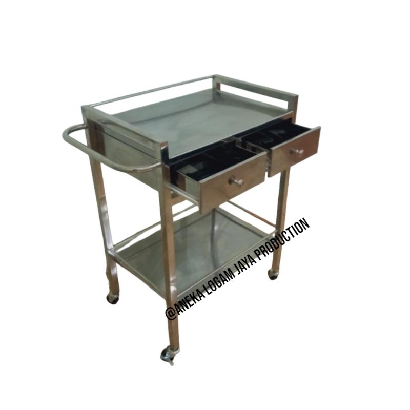 Jual Troli Instrument 2 Susun | Trolley 2 Laci Troly 3 Rak | Meja Medis ...