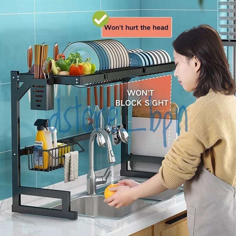Jual DSTORE Rak Dapur Stainless Hitam Rak Wastafel Rak Piring ...