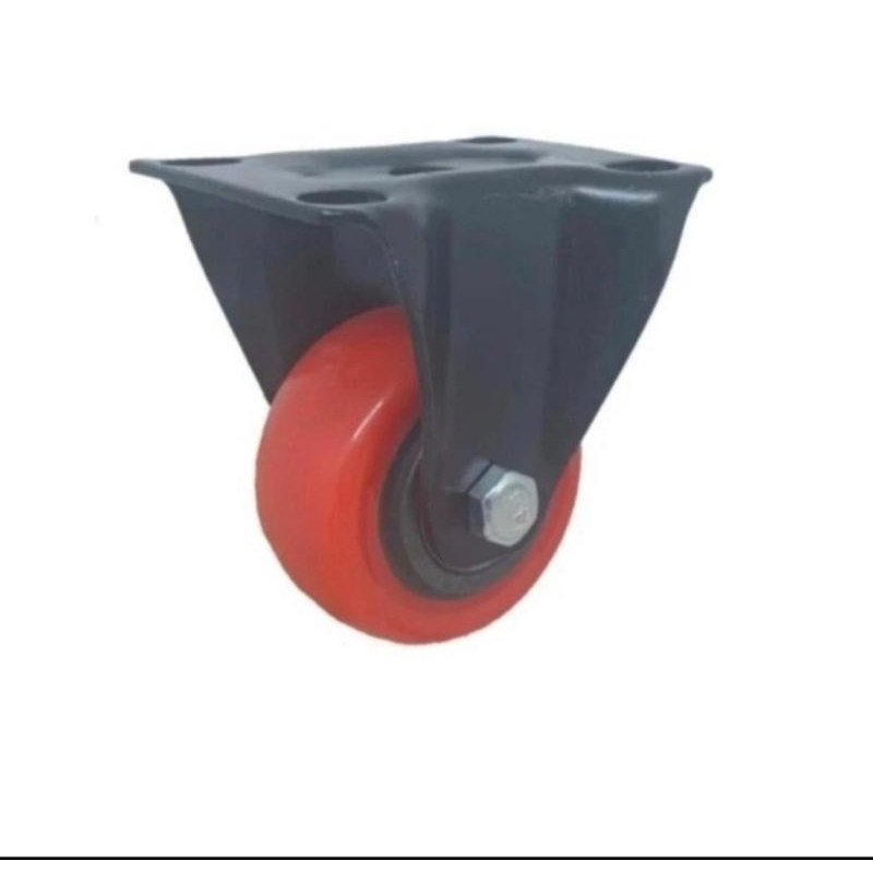 Jual Roda 2 inch pu merah ball bearing model mati beban roda 50 kg ...