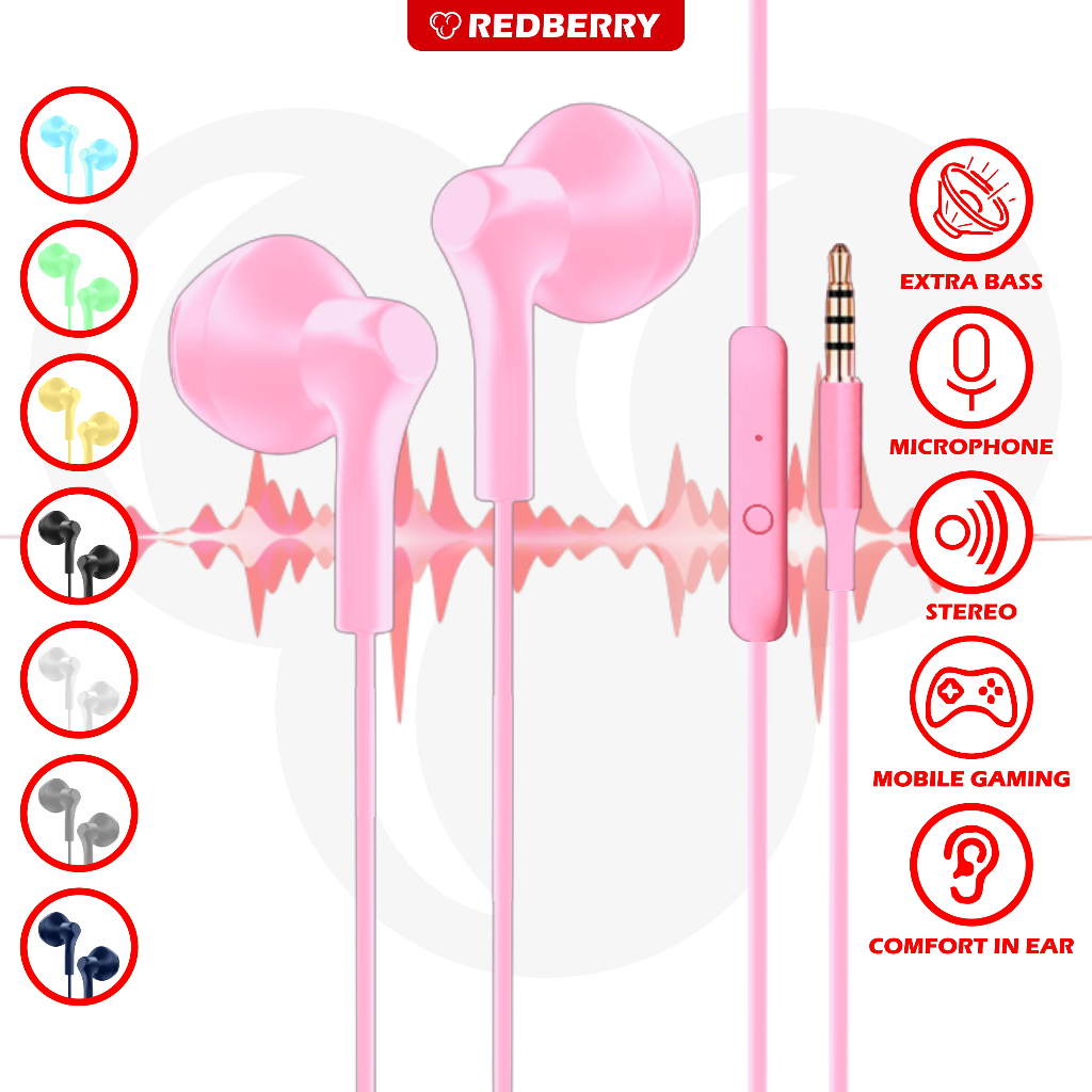 Jual Headset MA12 macaron mate color Xtra BASS Stereo music telfon ...