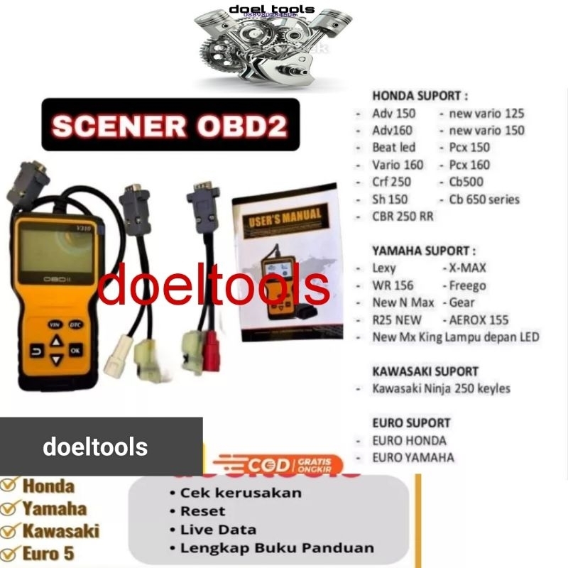 Jual SCANNER SCANER OBD 2 Tester Multifungsi Motor Injeksi Alat Servis ...